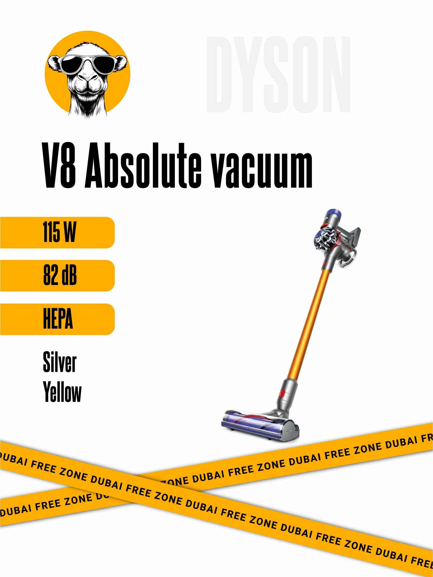 Вертикальный пылесос Dyson V8 Absolute vacuum Silver/Yellow