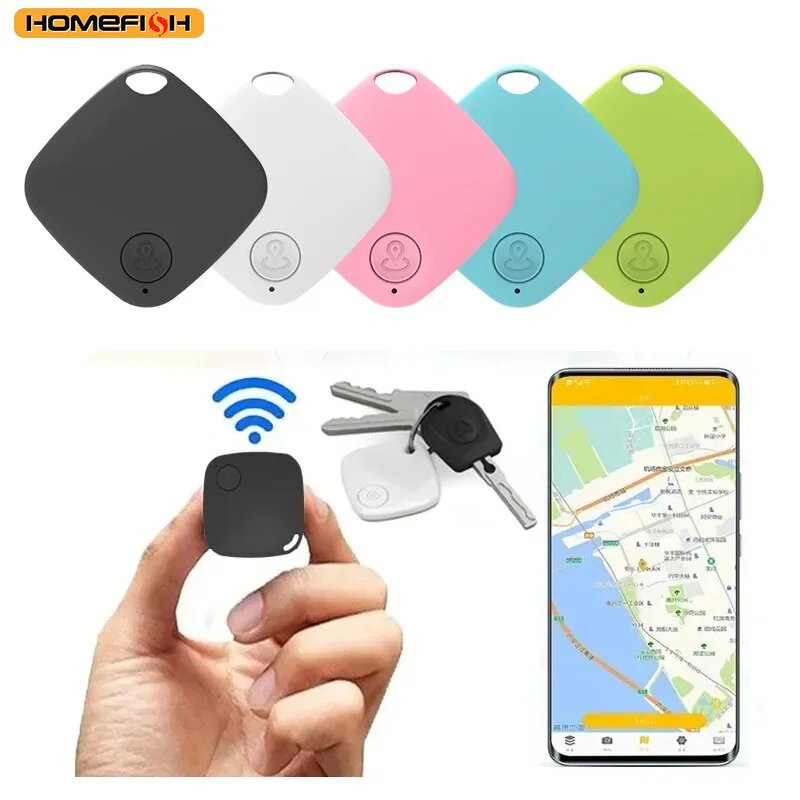 HOMEFISH Mini Bluetooth 5.0 Трекер, устройство для предотвращения потери, круглый, для сумок/кошельков домашних животных/детей, умный локатор.