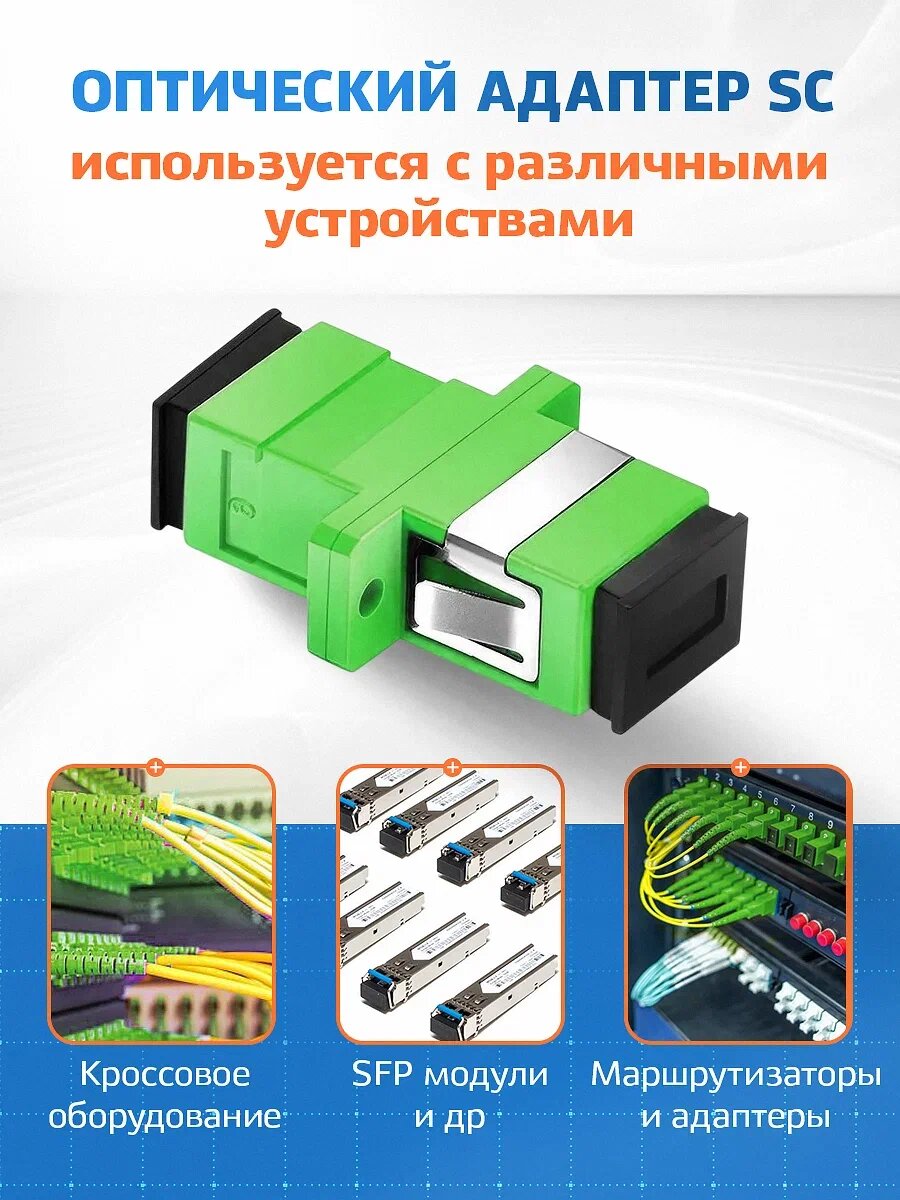 Розетка оптическая, адаптер для оптического кросса SC/APC SM simplex, 10 шт — фото 1