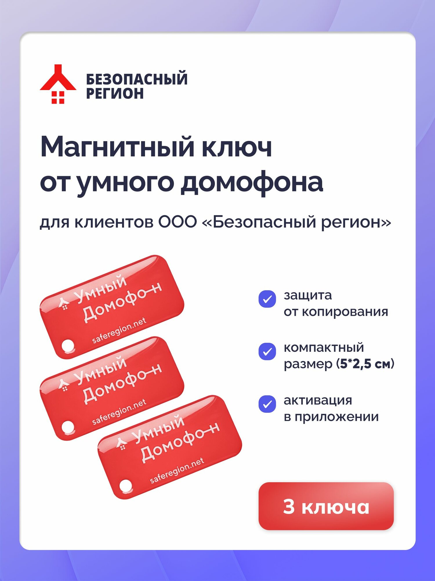 Комплект из 3 ключей "Безопасный регион"