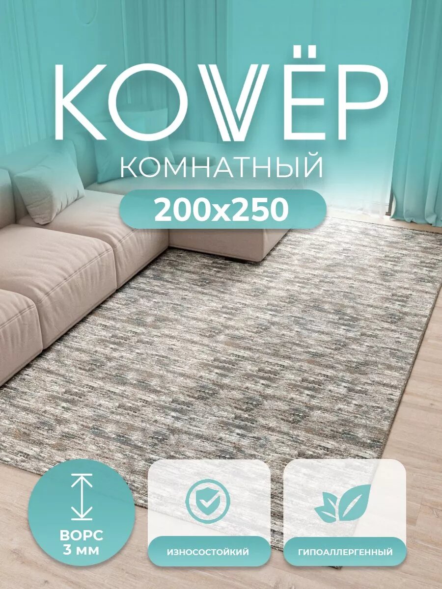 Комнатный ковер на пол 200х250 с ворсом