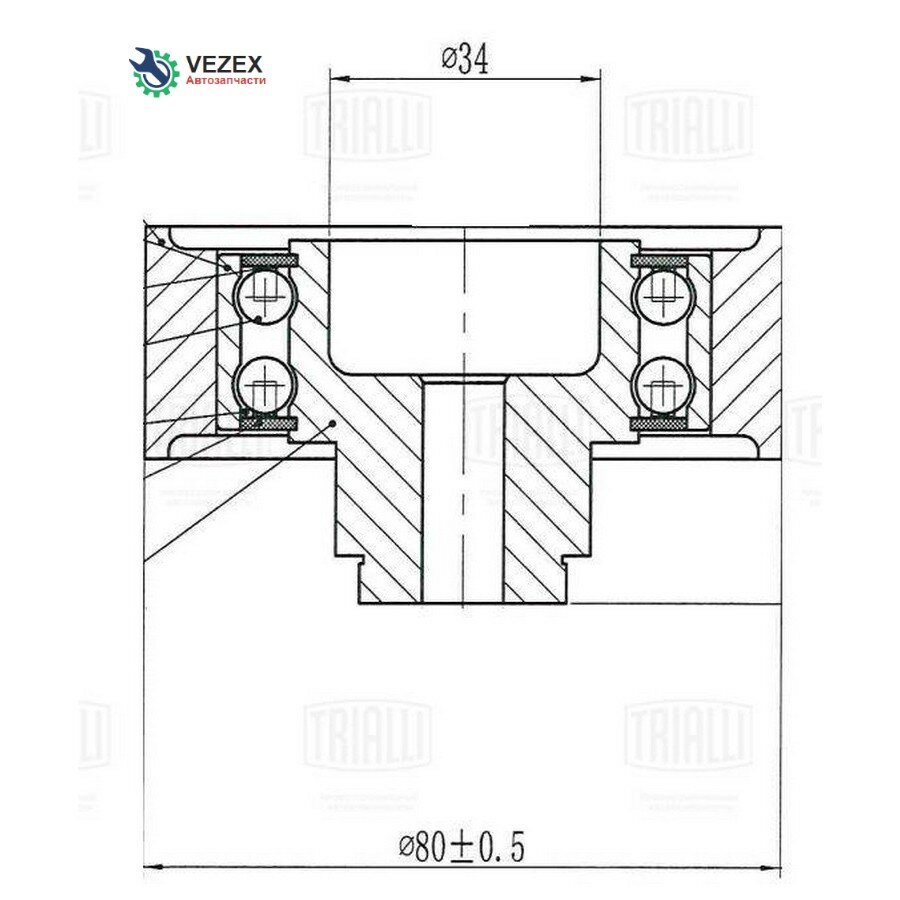TRIALLI CM 6195 Ролик ГРМ для а/м VW Crafter (06-) 1.9d/2.5d (опор.) (CM 6195)