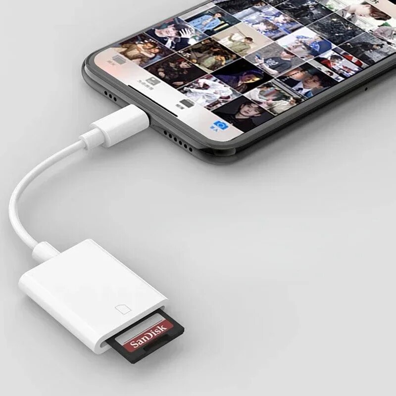 2 шт. для IPhone, устройство для чтения карт памяти Lightning, устройства для чтения карт памяти SD TF, поддержка IOS14, для IPhone 6/7/8/X/XR/11/12