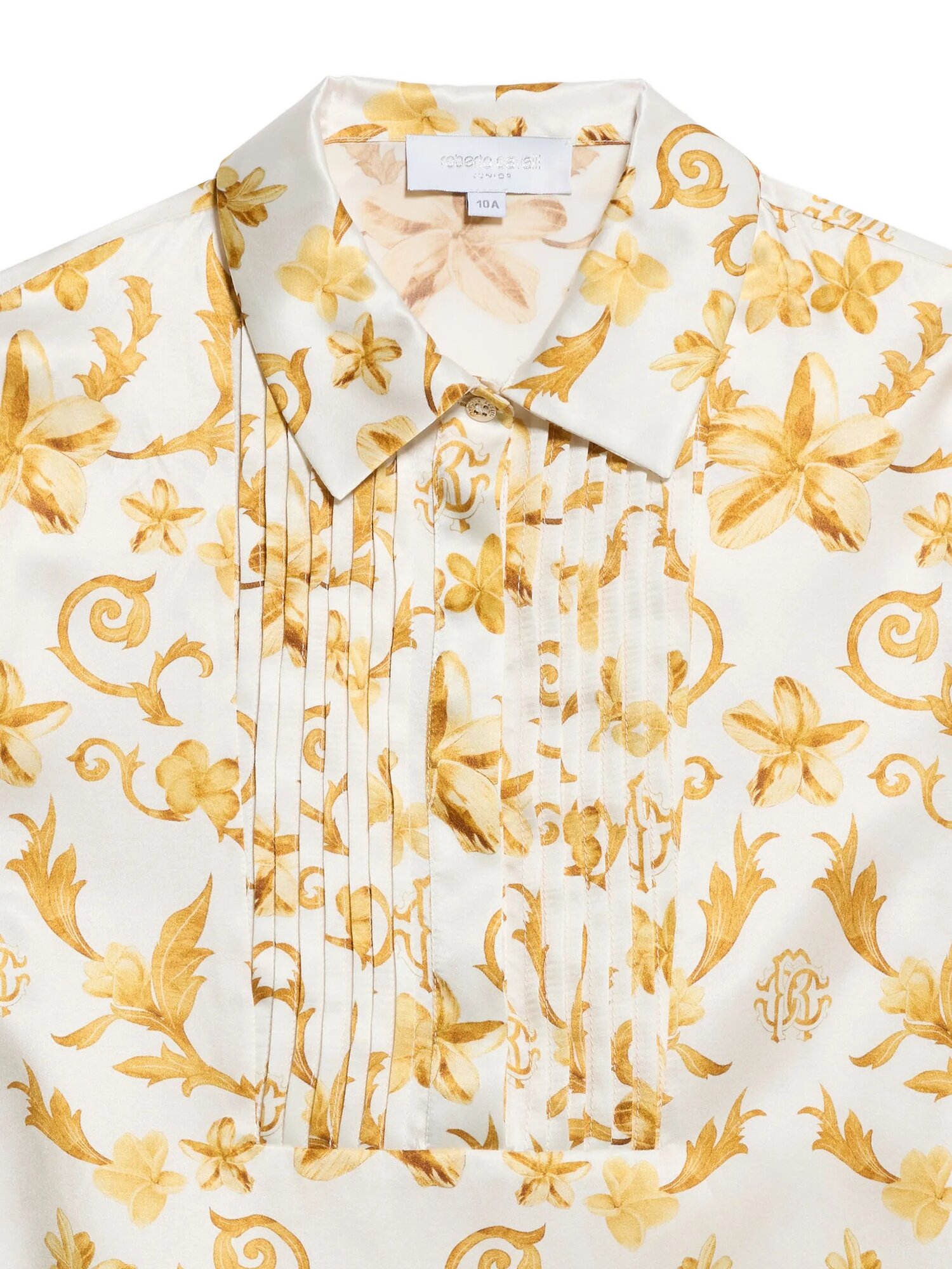 Блуза Roberto Cavalli Floral-print ruffled blouse, размер 46, белый — фото 1