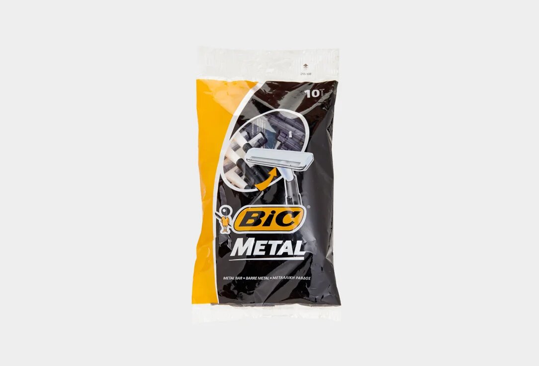 BIC Metal p10 Мужской одноразовый 1-лезвийный бритвенный станок 10шт