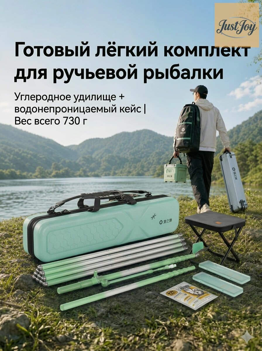 Набор для рыбалки, легкая удочка для рыбалки из карбона 2,7 7,2 м в чехле