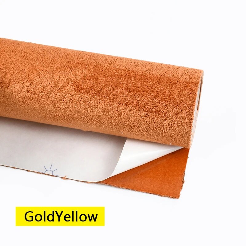 Meetee самоклеящаяся замшевая ткань для автосалона 40x143cm, GoldYellow