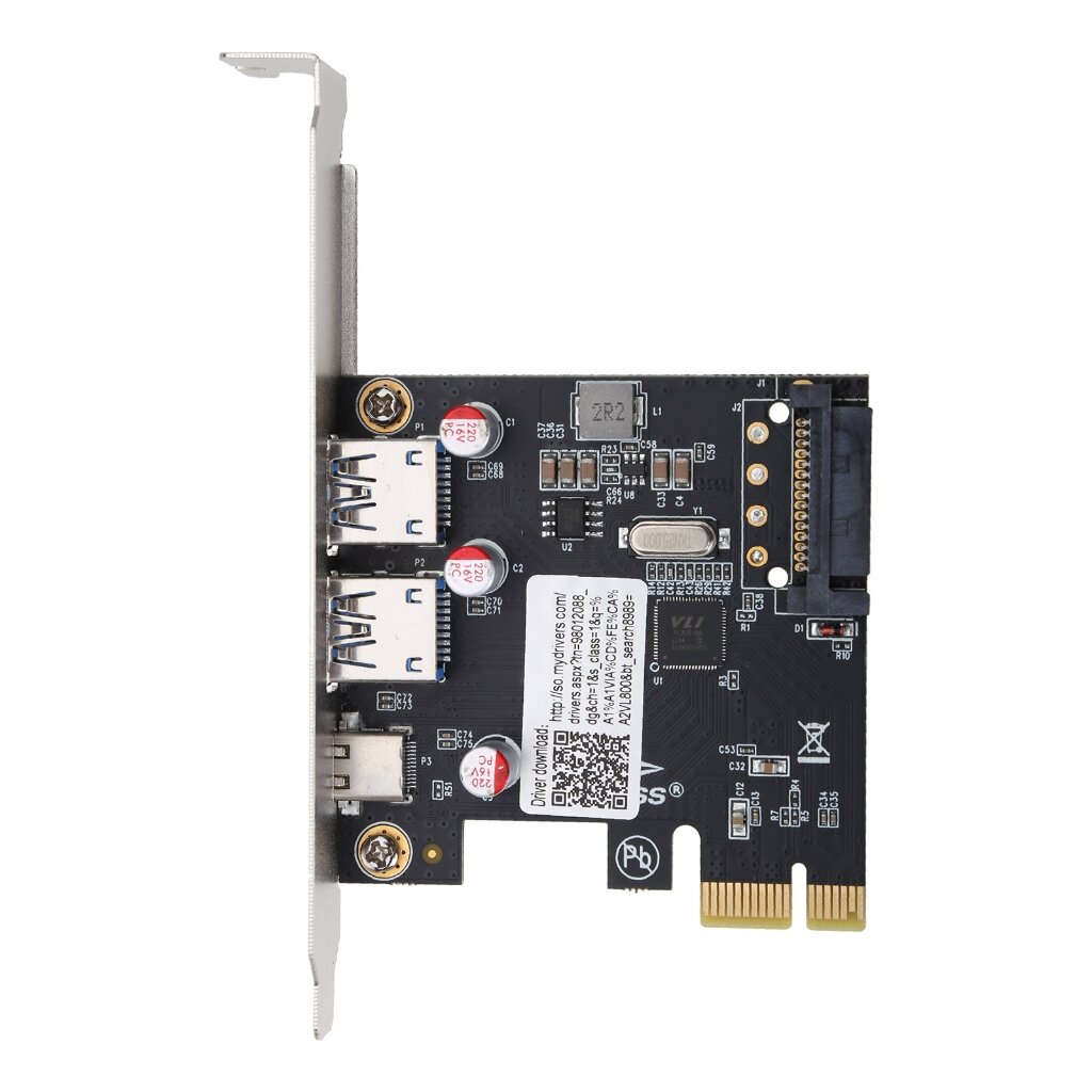 PCIE PCI для подключения Express к USB 3.1 Type-C с 2 портами USB 3.0 Type-A Riser расширения