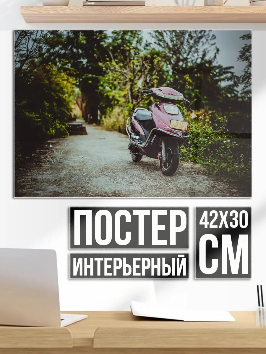 Плакат постер Розовый скутер