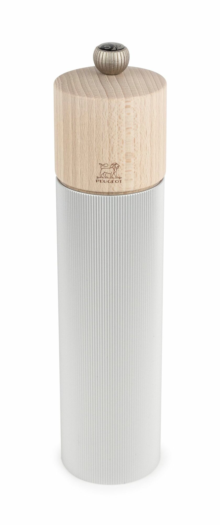 Мельница для соли ручная PEUGEOT Линия / Line Zirlion, 22 см, 3 степени помола, деревянная, светло-серая