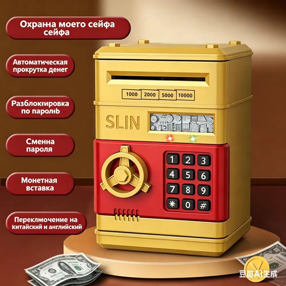 SLIN Копилка для денег "золотой"х19 см, 1 шт