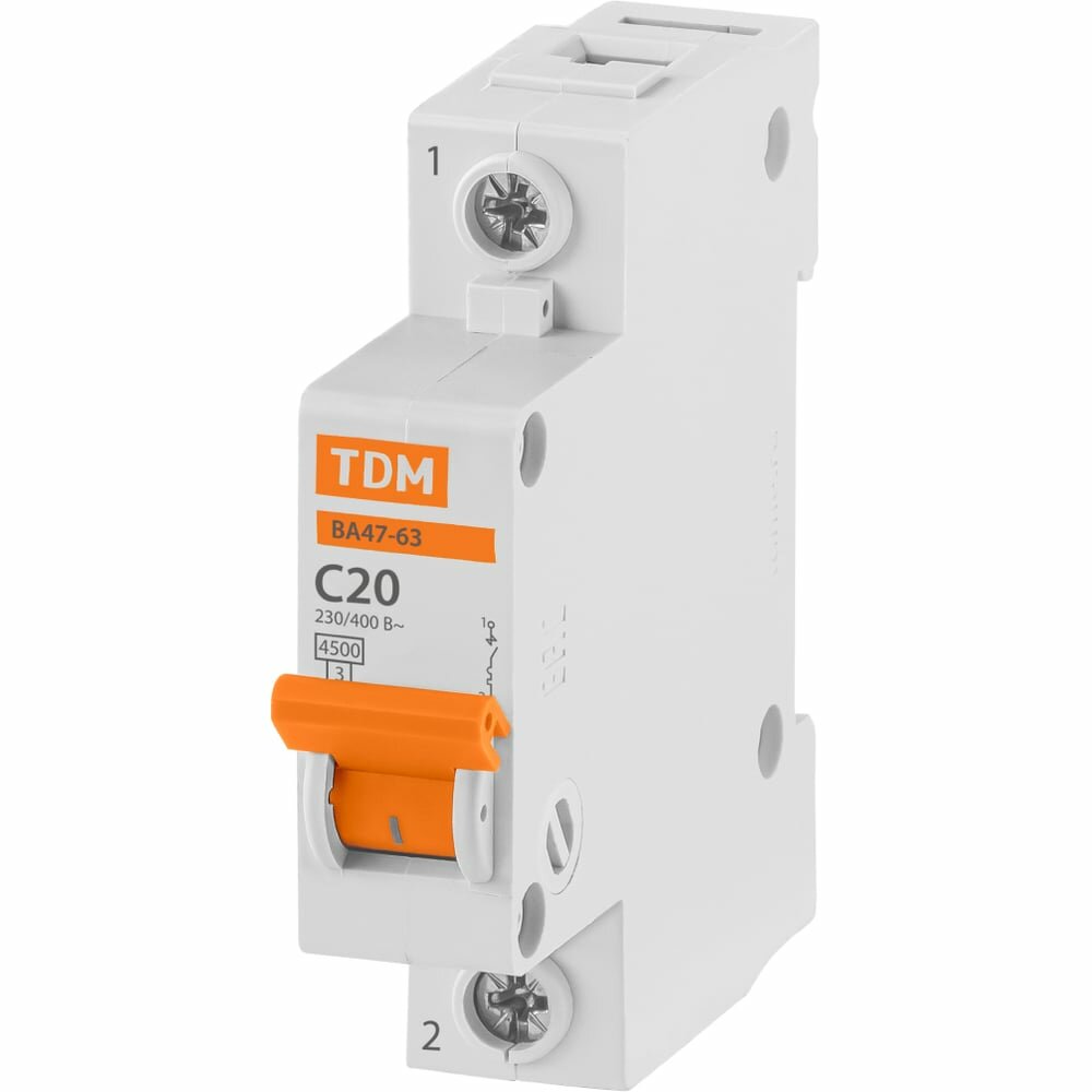 Автомат TDM ELECTRIC ВА47-63 1Р, 20 А, 4,5 кА, С