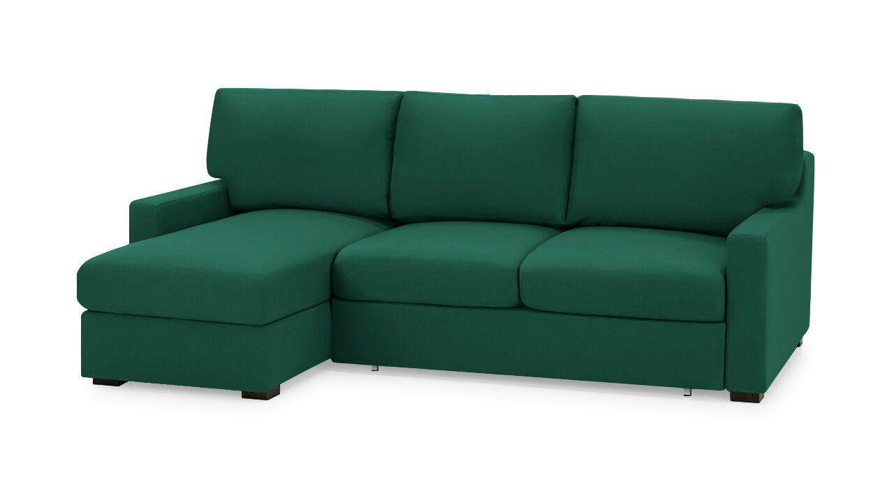 Диван с оттоманкой Непал Vivaldi 11 NEW 221x153x90 см, зеленый Велюр, еврокнижка GOODFORM