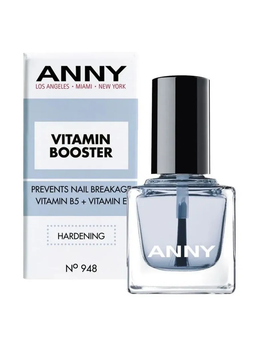 Лак ANNY Cosmetics Vitamin Booster, Укрепляющее средство против растрескивания ногтей с витаминами Е и В5, 15 мл