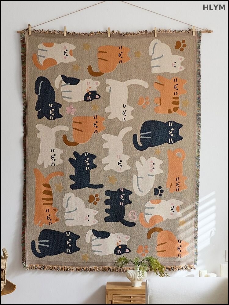 Гобелен "Кошачье веселье", 130 x 180 см, машинная вышивка, без рамы