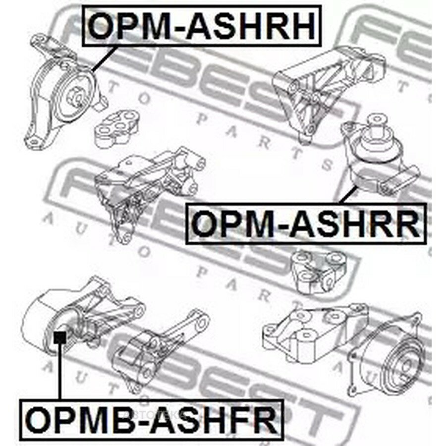 Сайлентблок опоры OPEL ASTRA-H - ALL YEARS двигателя перед. FEBEST OPMBASHFR