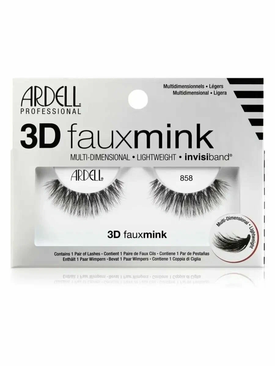 Ardell 3D Faux Mink 858 Накладные ресницы черного цвета, норка (L)
