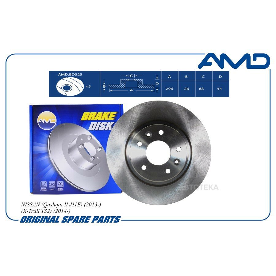 Диск переднего тормоза NISSAN (Qashqai II J11E) (2013-) (X-Trail T32) (2014-) AMD AMDBD325