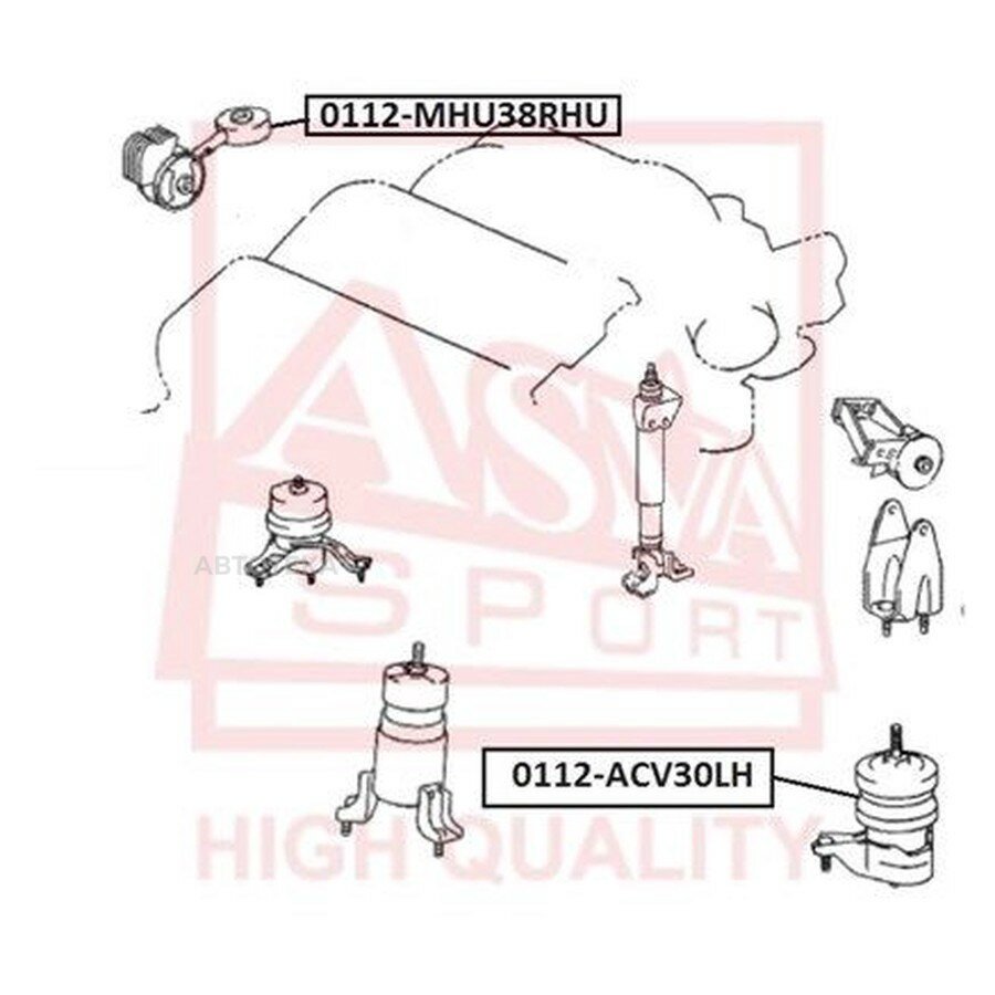 Подушка двигателя правая ASVA 0112MHU38RHU