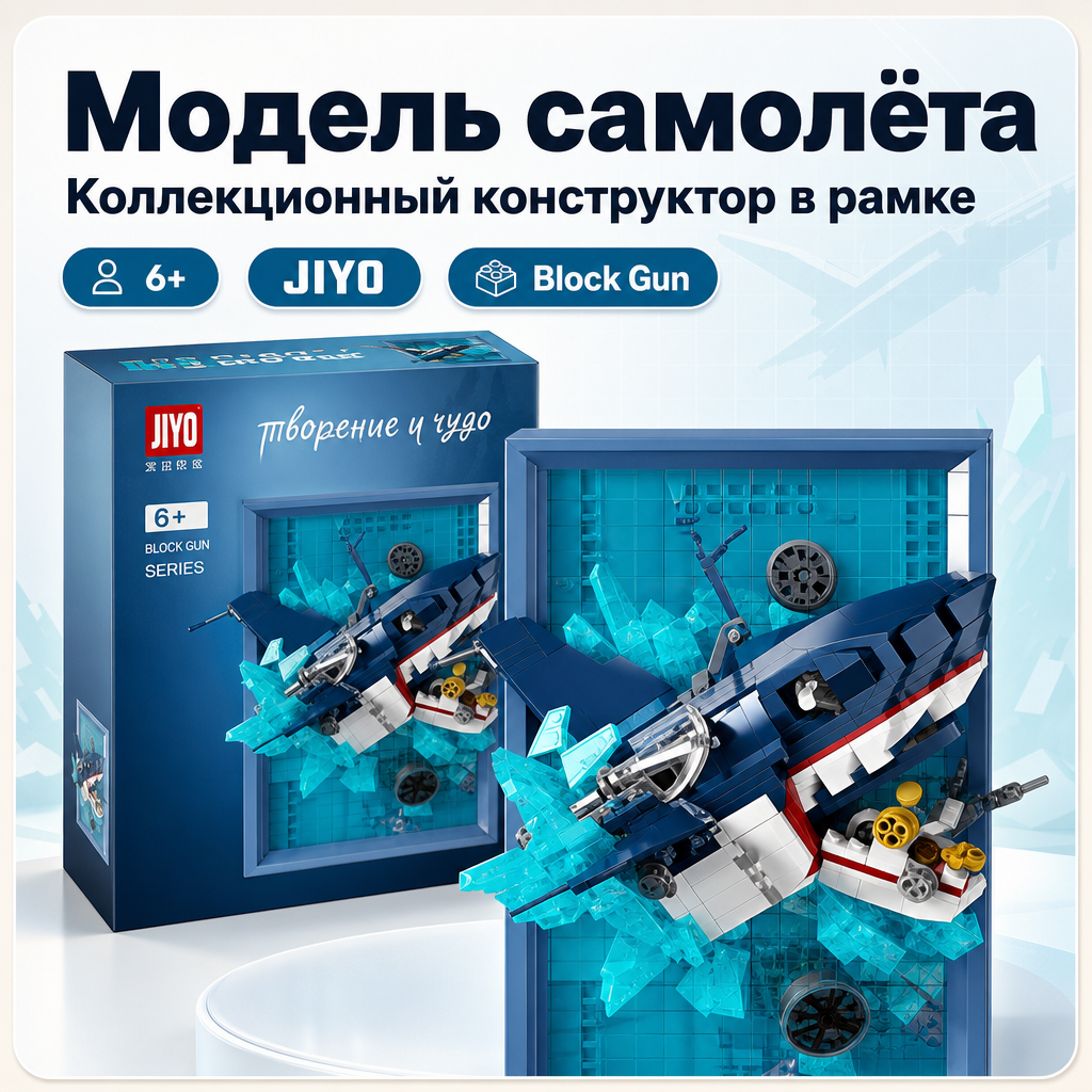 Конструктор модель самолёта в рамке, 850 деталей, коллекционный набор