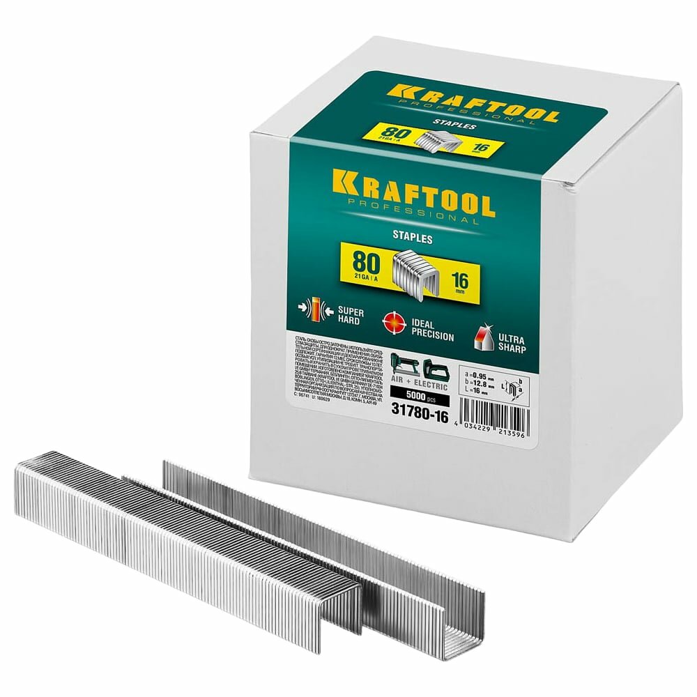 Закаленные скобы KRAFTOOL тип 80 16 мм (5000 шт.)