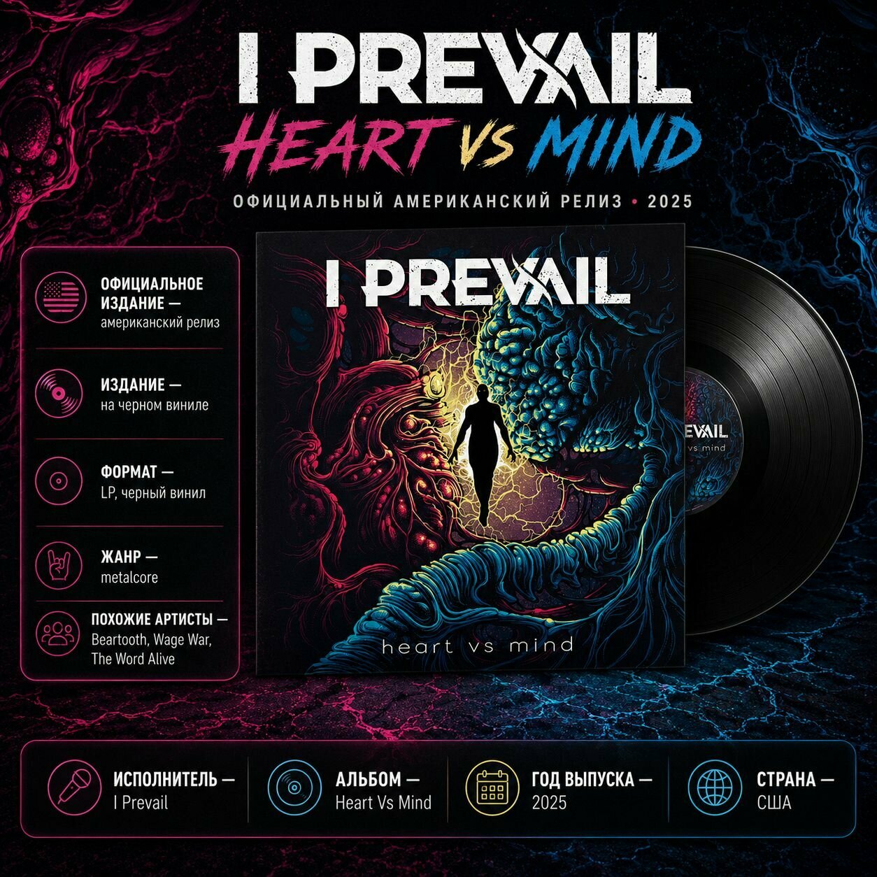 I Prevail - Heart Vs Mind (LP) новая виниловая пластинка