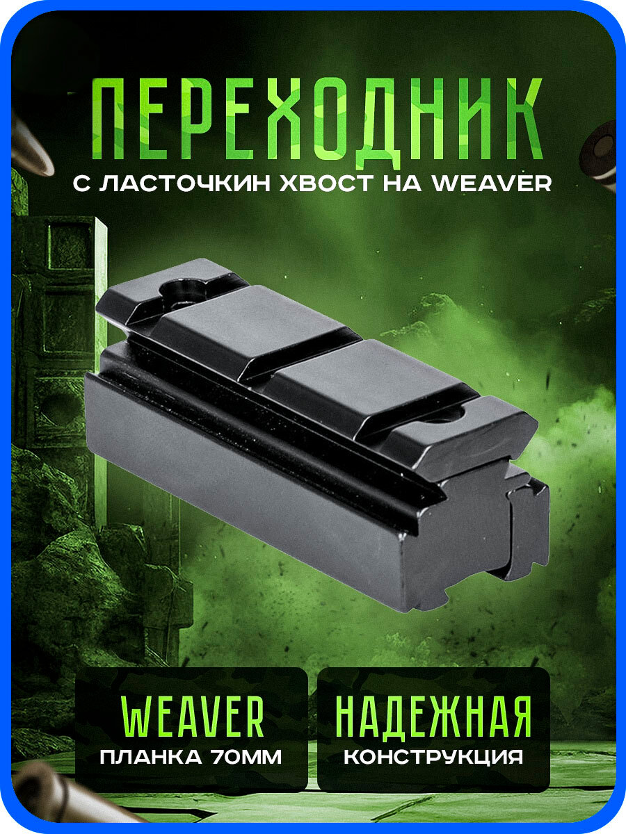 Планка - переходник с ласточкин хвост на Вивер / Адаптер ласточкин хвост Weaver