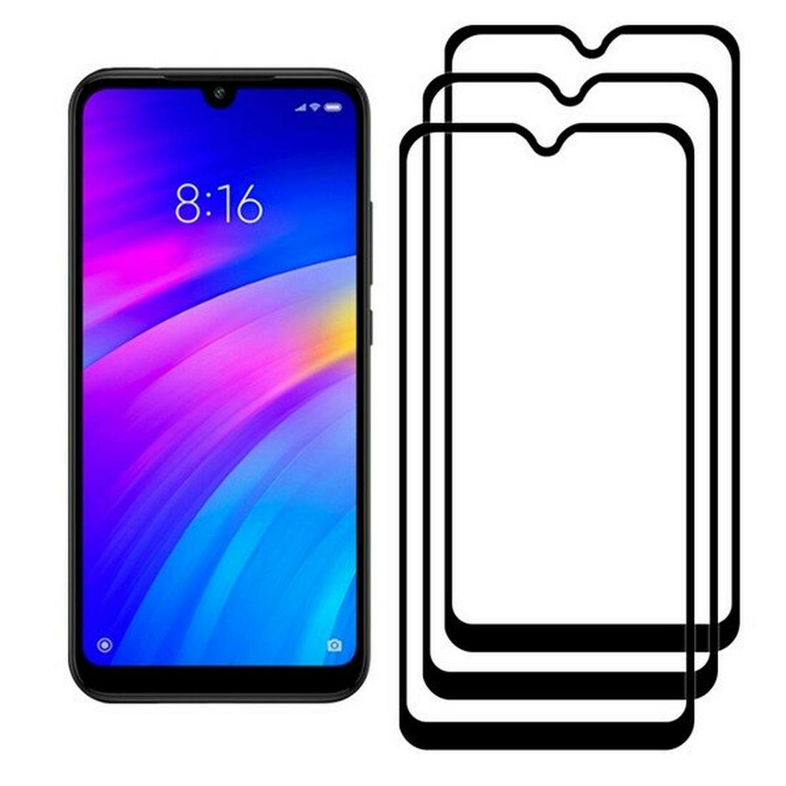 Комплект из 3х стекол Full Glue Premium Krutoff для Xiaomi Redmi 7/Y3 черное