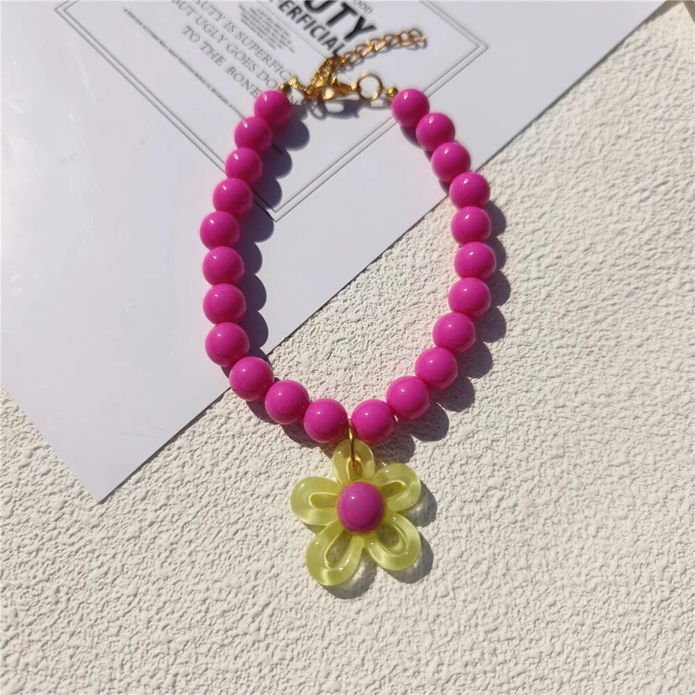 Браслет розовый с цветком, Color: rosered