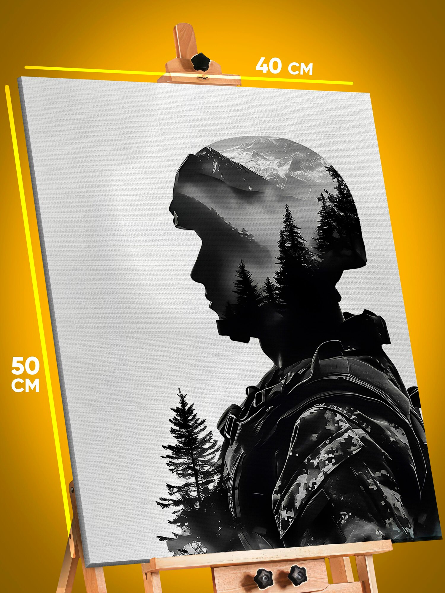 Картина на стену Воин современный военный 40x50