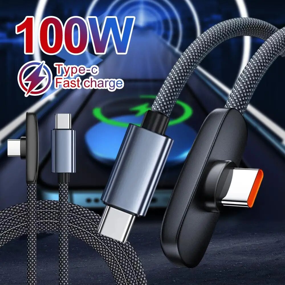 Кабель USB-C 2м, угловой 90°, Dual Type C — фото 1