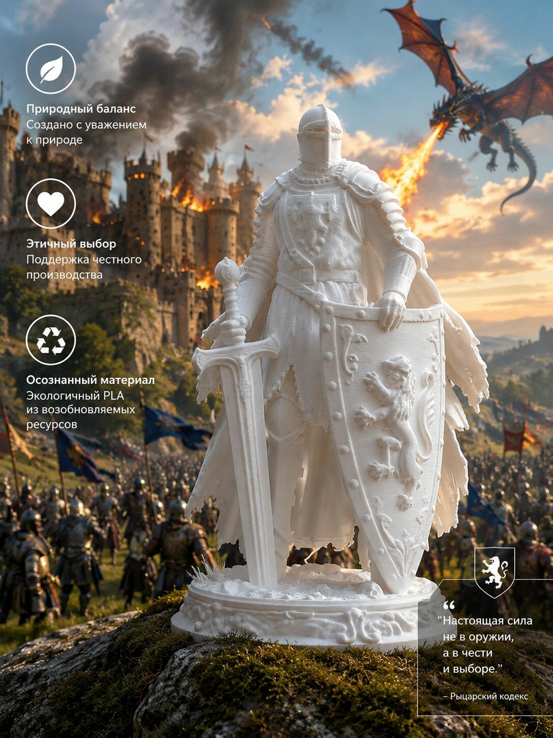 Статуэтка рыцарь настольная 3D Фигурка — фото 1