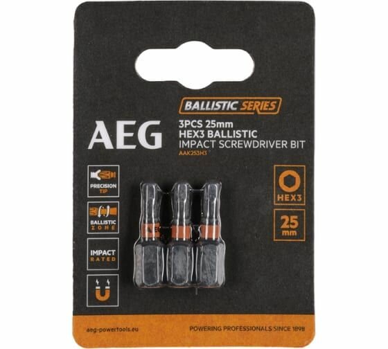 Биты ударные AEG, AAK253H3, 3х25mm, 3шт, 4932479177