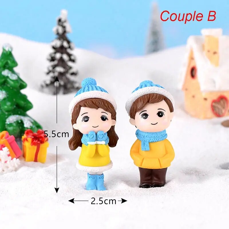 Миниатюрные фигурки снеговика пара из резины JETTING as pic5