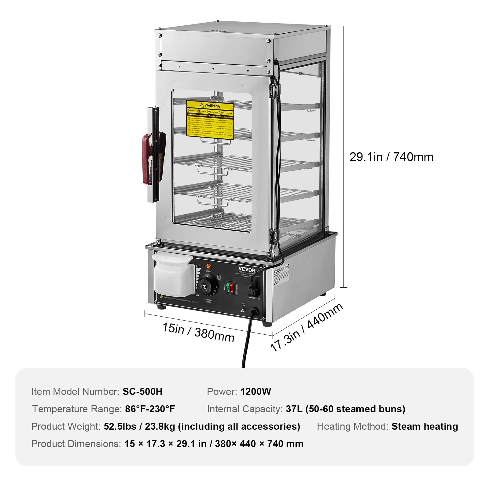 Теплонагреватель для пищи SucceBuy Commercial Food Warmer Display Food Steamer Bun Warmer Machine с регулировкой температуры из нержавеющей стали для подогрева приготовленных булочек