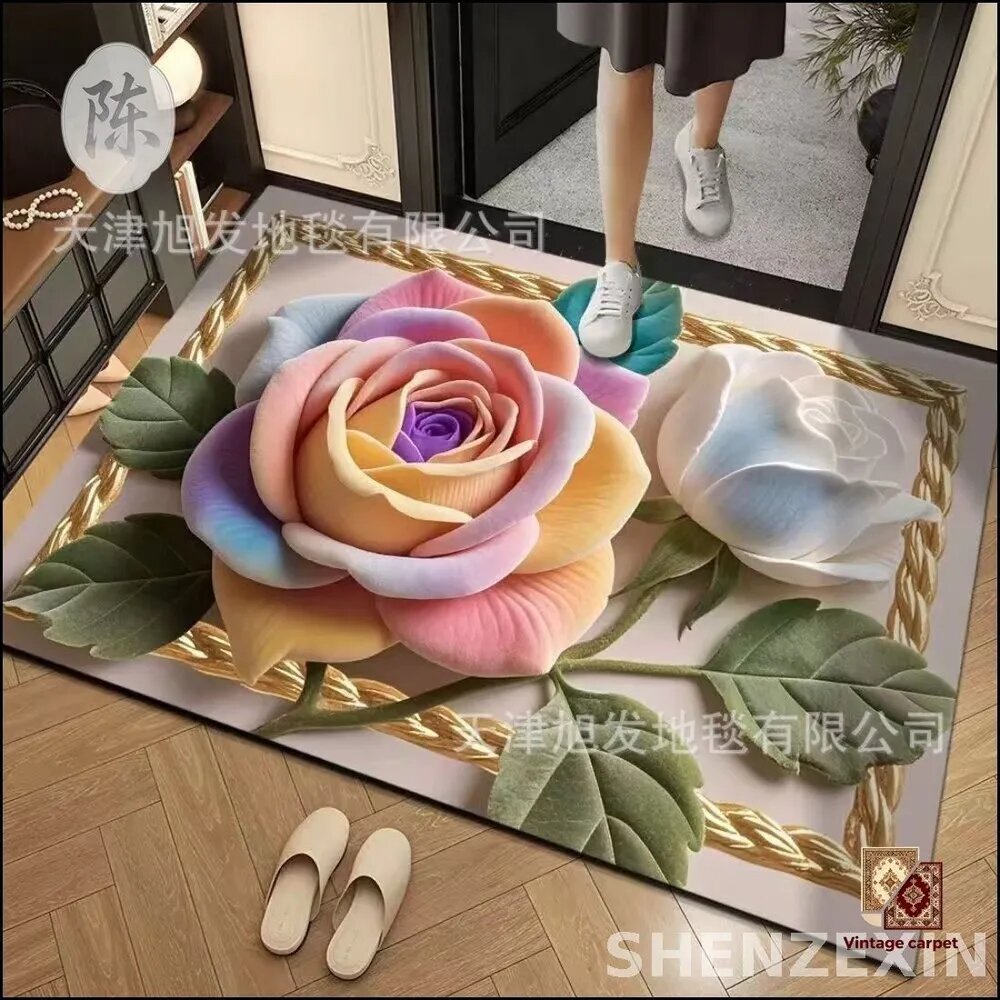 Ковер 40x60 см, Красный, 3D-эффект, Материал Софт, для Гостиной, Коридора, Балкона — фото 1