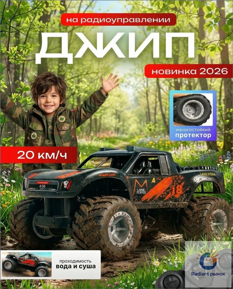 Машинка-джип на пульте управления для мальчика радиоуправляемый монстр-трак