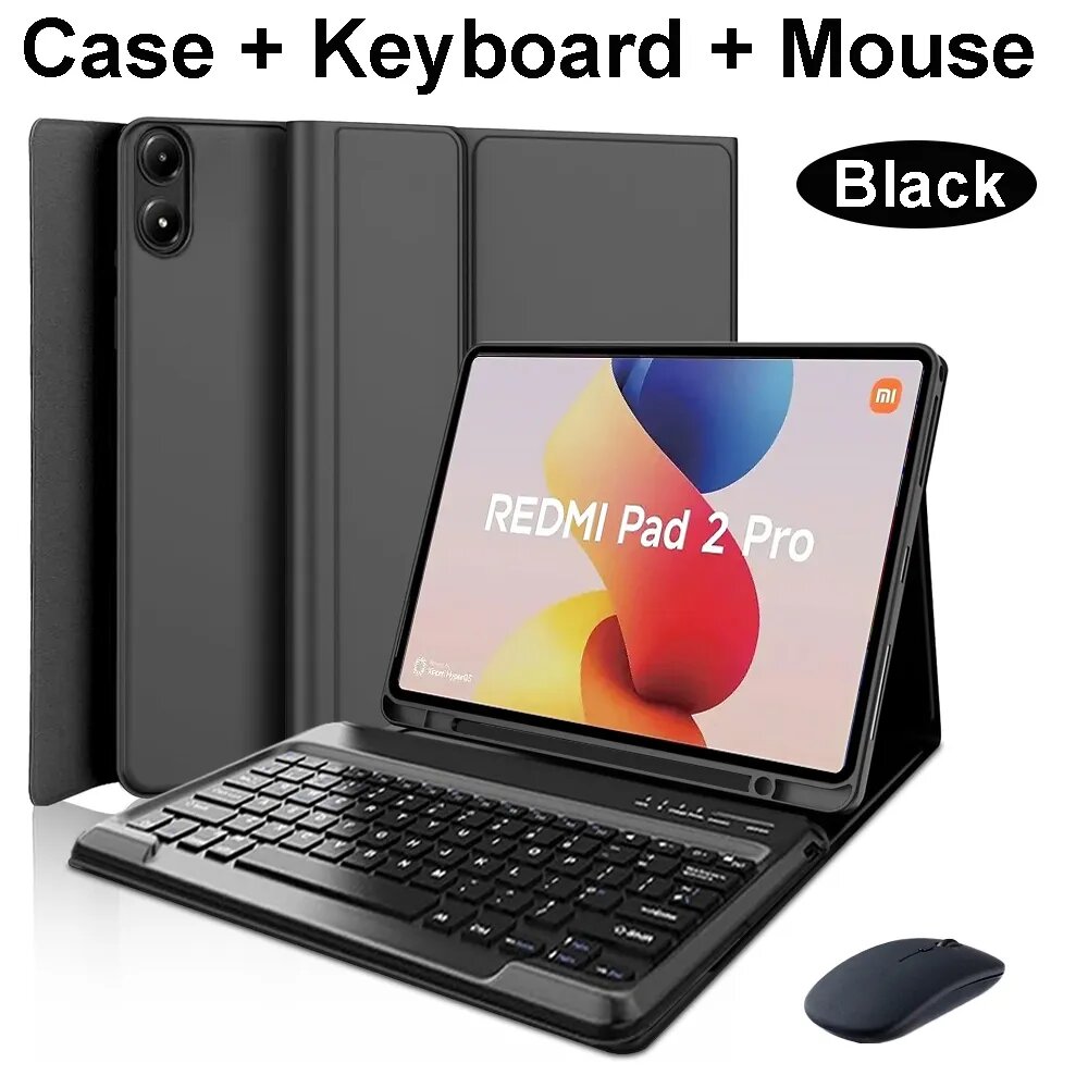 Чехол для Redmi Pad 2 Pro 12,1 дюйма, чехол для Xiaomi POCO Pad M1 12,1 дюйма, русская Bluetooth-клавиатура