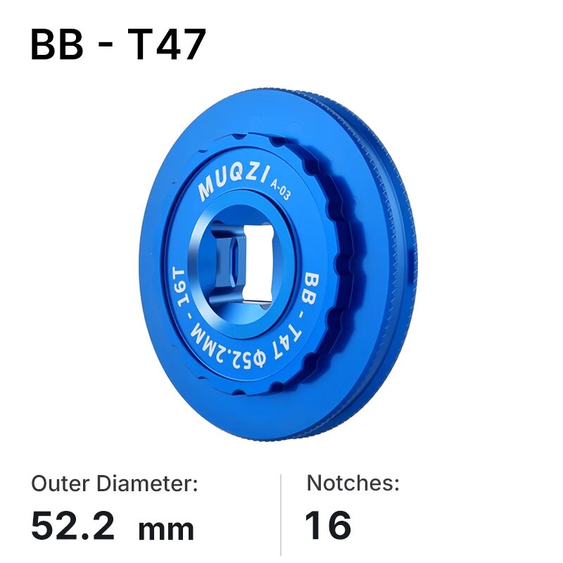 Каретка велосипедная MUQZI BB-T47, 52.2 мм, 16T, Blue