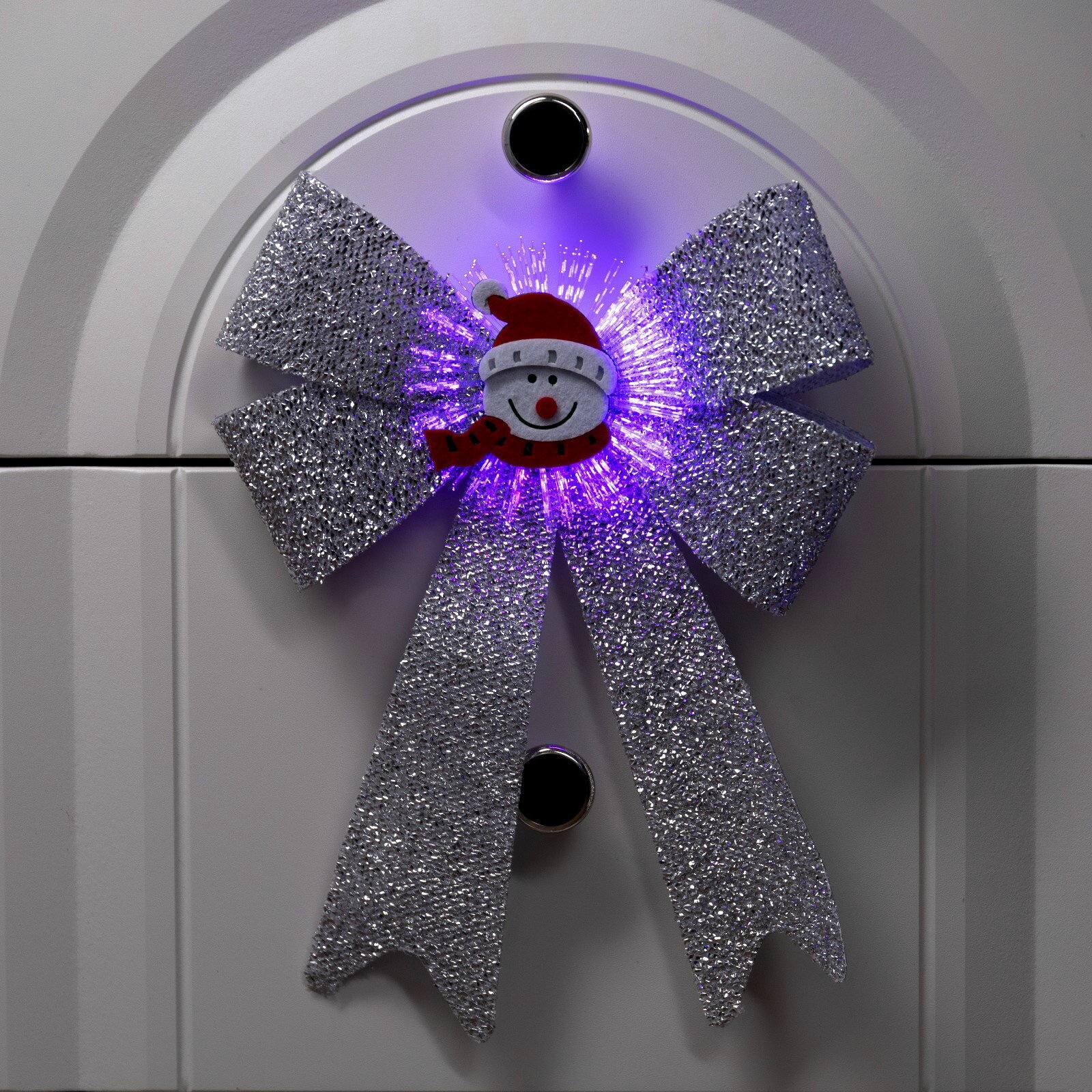 Световой бант "Снеговик бантик" 24x32 см, 1 LED, батарейки LR44x2