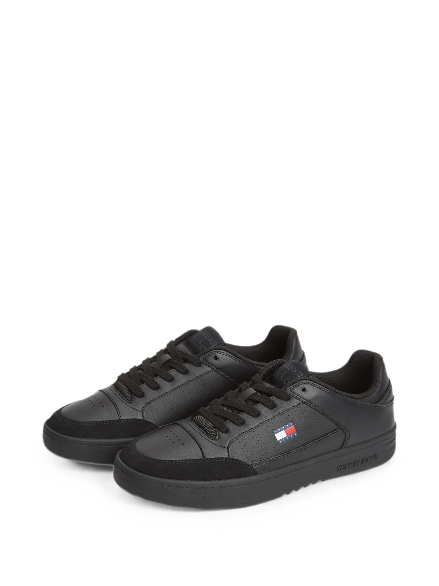 Кроссовки TOMMY HILFIGER Perforated panel-detail sneakers, размер 43 EU, black/black — фото 1