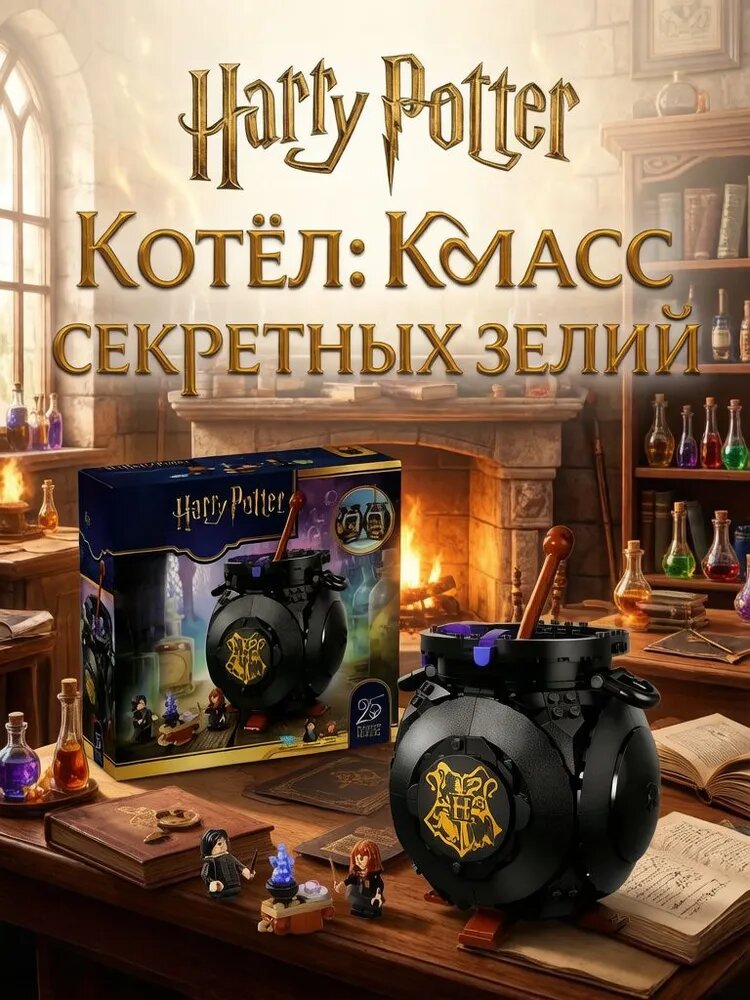 Конструктор Гарри Поттер Котел: секретный урок зельеварения, Совместим с Лего 76464, 652 деталей