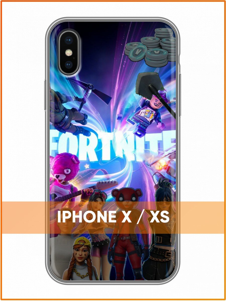 Чехол для Iphone x10 с принтом для мальчиков Фортнайт (Айфон Х)