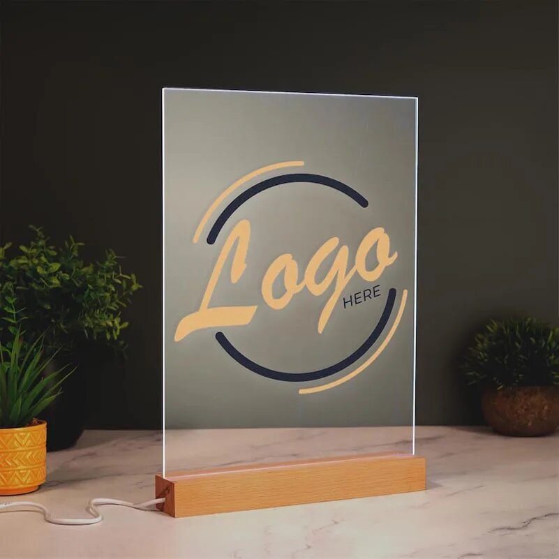 Настольная светодиодная вывеска из акрила 15x20cm, Customized logo