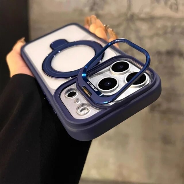 Роскошный магнитный чехол-подставка Magsafe для iPhone 17 Pro Max, Айфон 16 Про Макс, Deep Blue Case