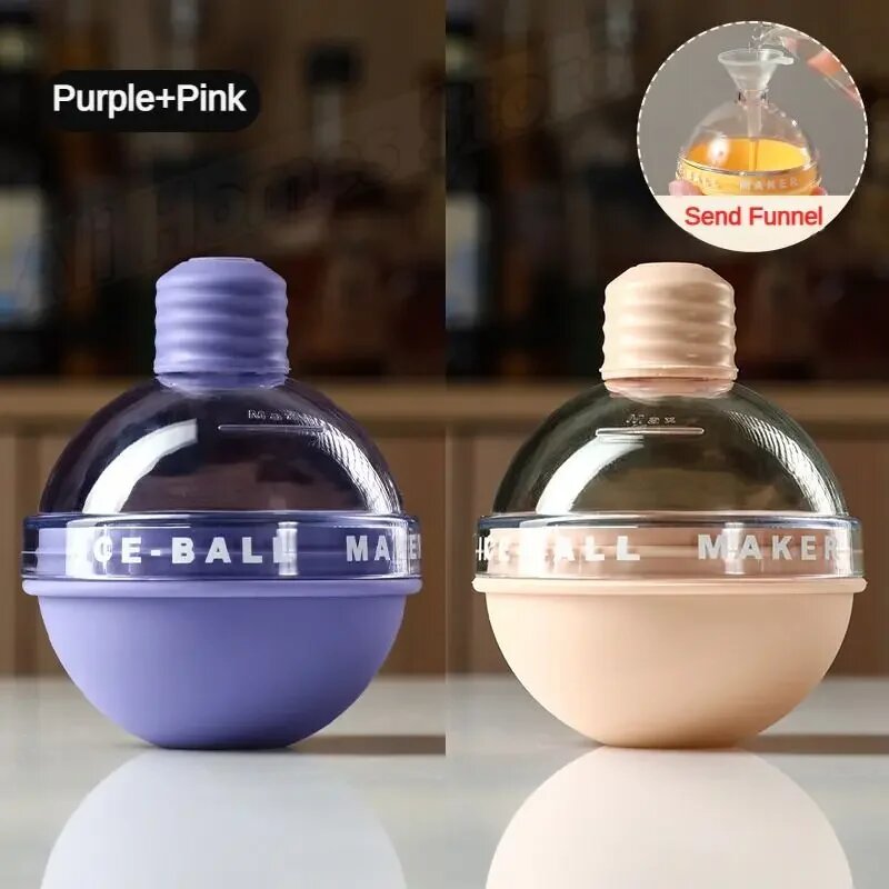 Набор форм для льда XMSJ 2 шт, круглые, силиконовые 2Pcs Purple add Pink