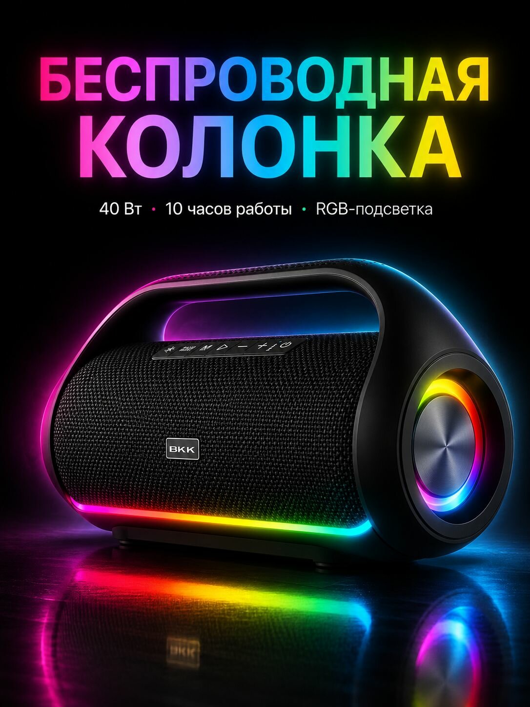Колонка блютуз беспроводная, музыкальная, портативная, караоке, bluetooth