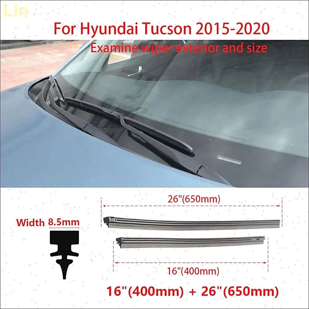 1 комплект резинок стеклоочистителя Hyundai Tucson 2015-2020 26/16 дюймов