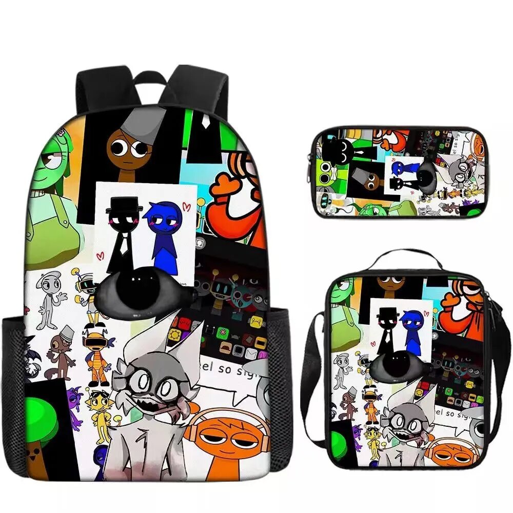 Рюкзак детский с принтом аниме мультфильм, polyester, 40x30x15 см, средний размер (20-30 л.)