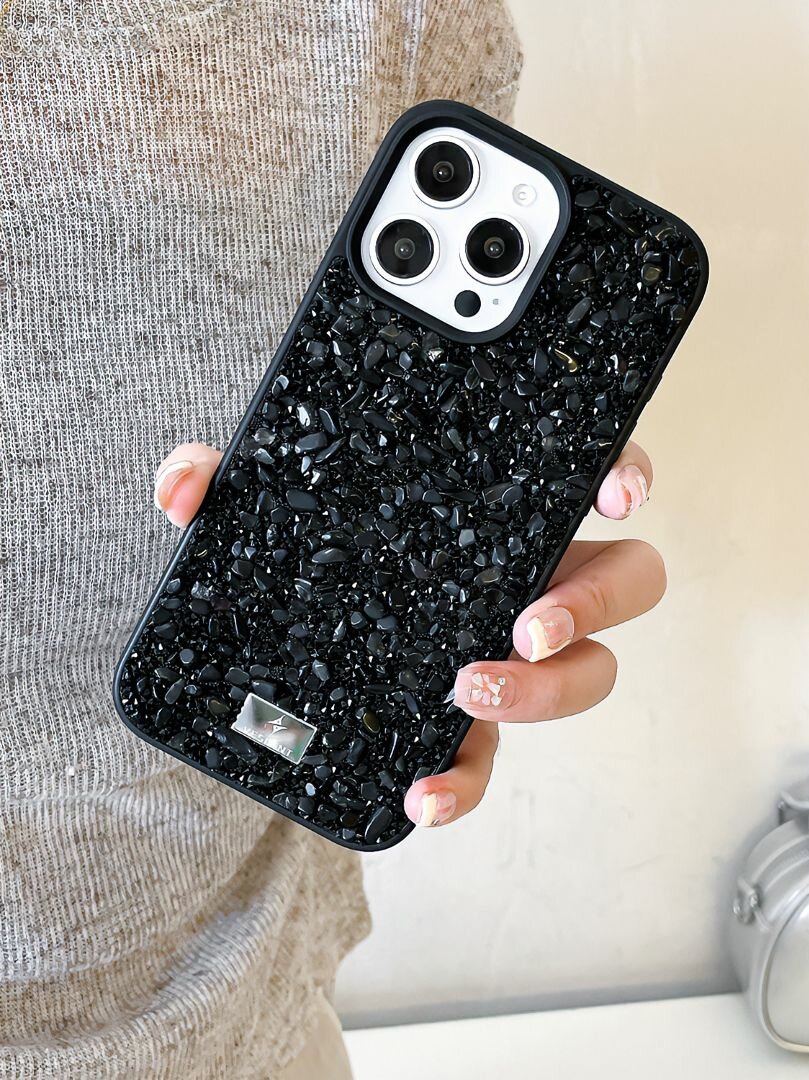 Чехол для iPhone 16 Plus с цветными камнями и стразами, мягкий силиконовый с полной защитой